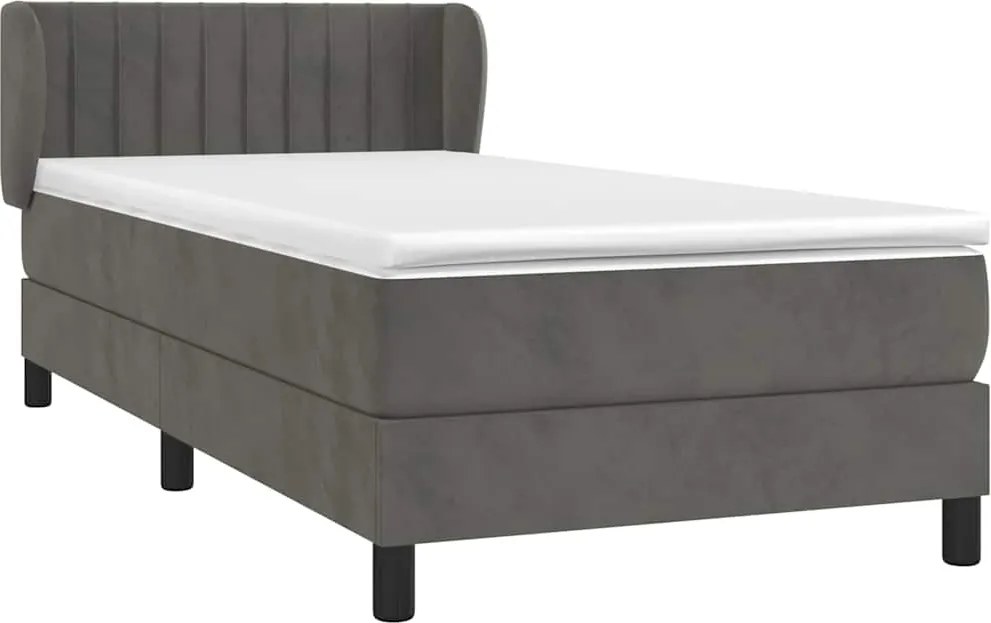 Box spring postel s matrací tmavě šedá 90x190 cm samet 3127584