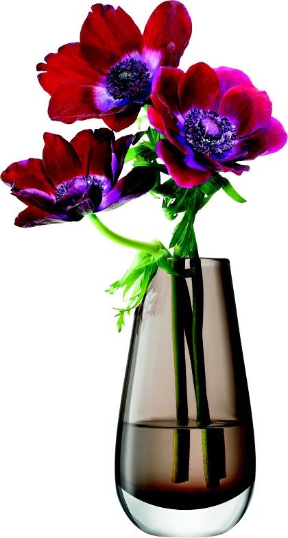 LSA Flower  skleněná váza malá, 14cm, mocha, Handmade