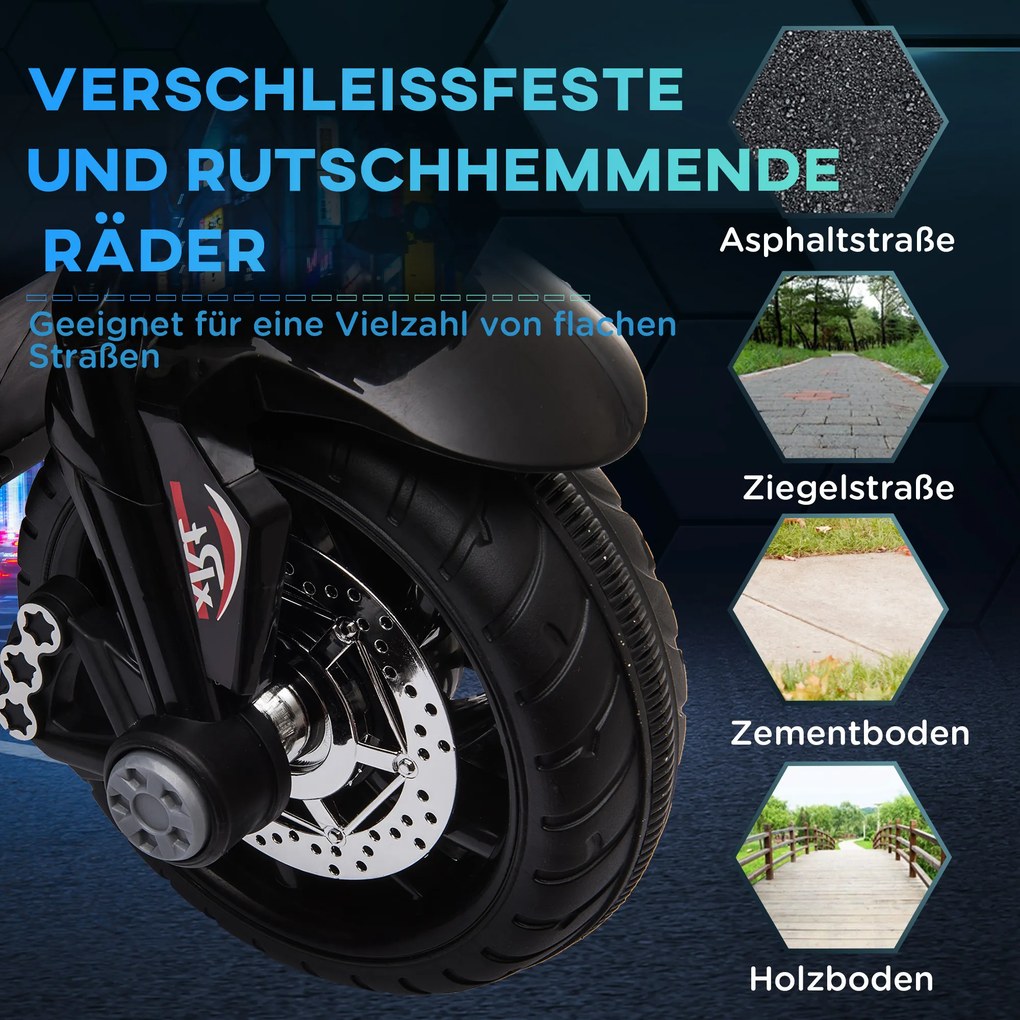 HOMCOM Dětská elektrická motorka 6V dětská motorka elektrické vozidlo s hudebním světlometem pro děti 3-5 let plast kov černá červená 3kmh