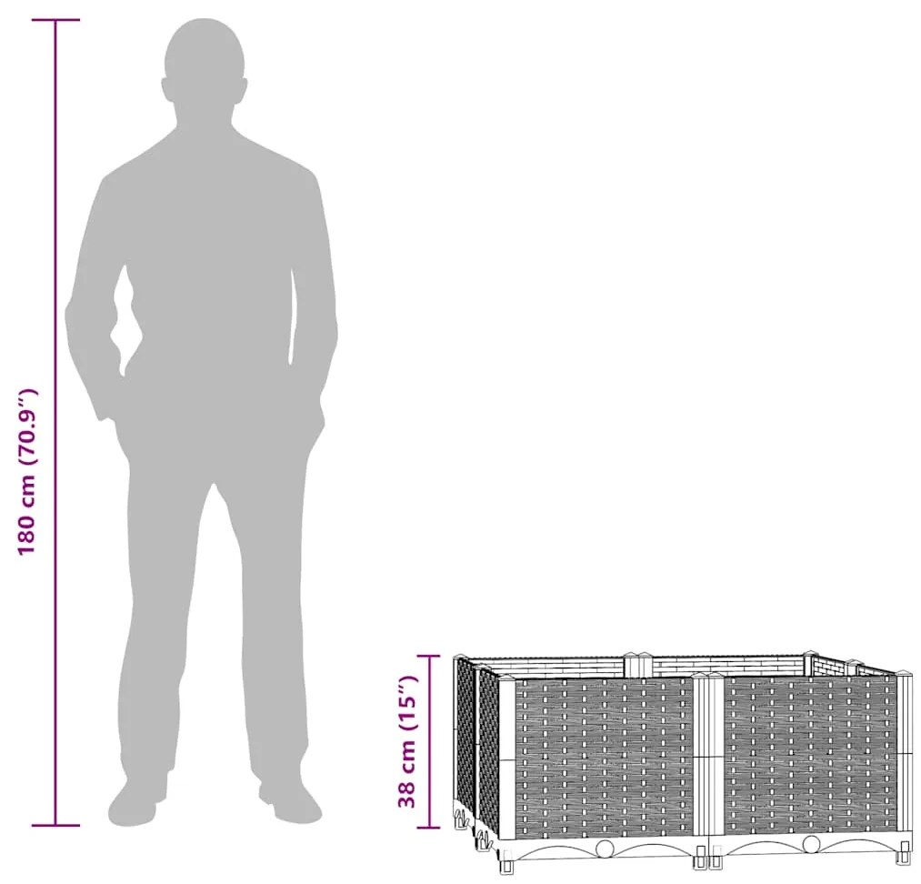 vidaXL Marketos Vyvýšený záhon 80 x 80 x 38 cm polypropylen