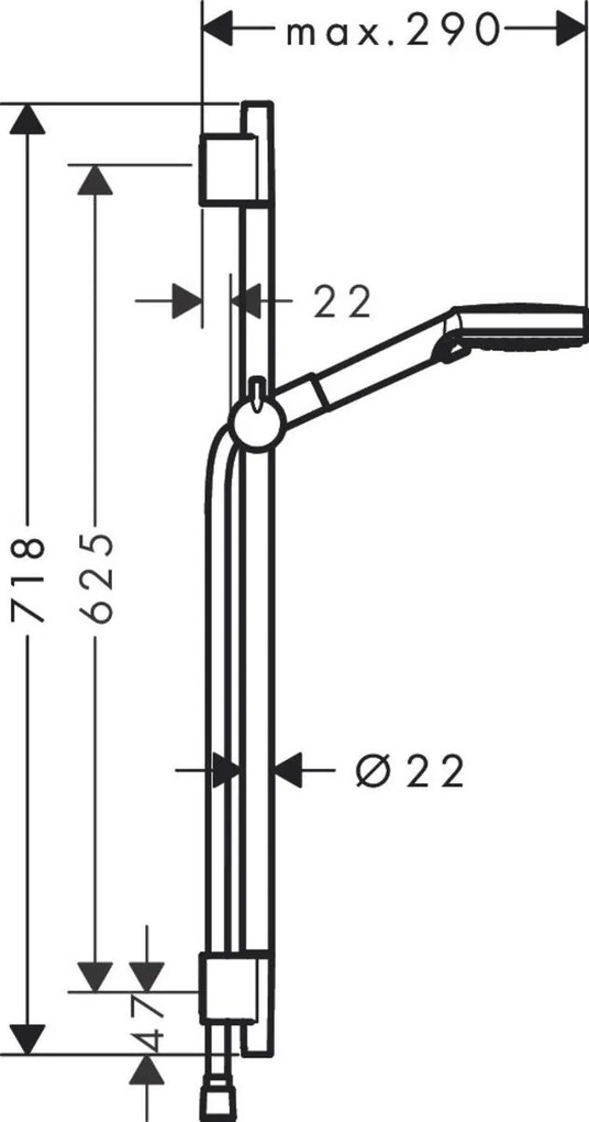 Hansgrohe Vernis Blend, sprchová sada Vario se sprchovou tyčí 65 cm, matná černá, HAN-26422670