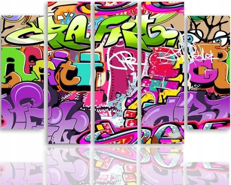 Foto obraz 5 dílů plátno Graffiti 300x140