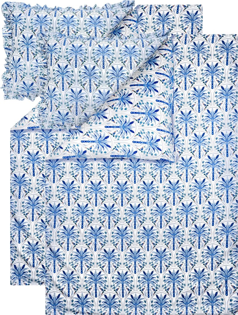 Livarno® Sada ložního povlečení z mikrovláknitého saténu, 140 x 200 cm, 70 x 90 cm, 2dílná, palmy