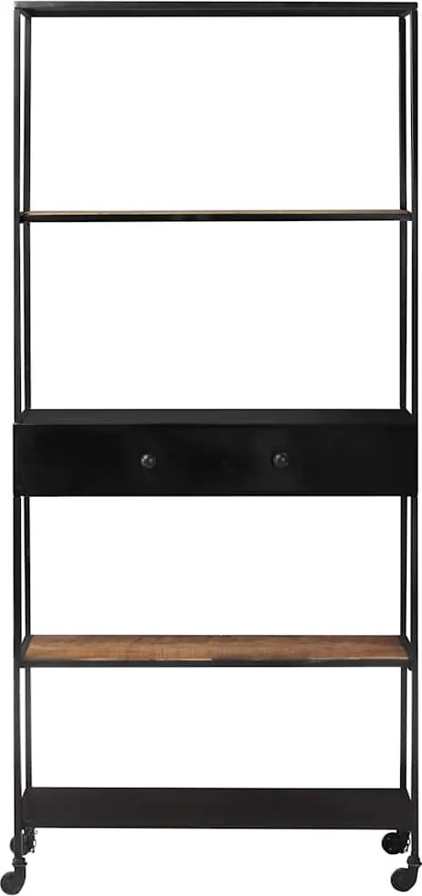 Knihovna 80 x 35 x 180 cm hrubé mangovníkové dřevo a železo 323734