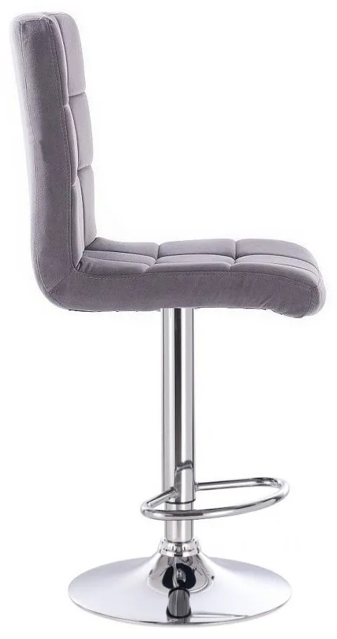 LuxuryForm DESIGN Barová židle TOLEDO VELUR na stříbrné kulaté podstavě - tmavě šedá