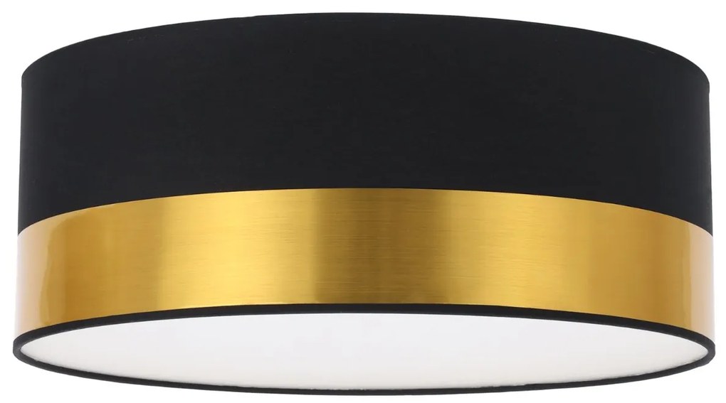 Stropní svítidlo Elegance, 1x zlaté/černé textilní stínítko, (bílé plexisklo), (fi 40cm)