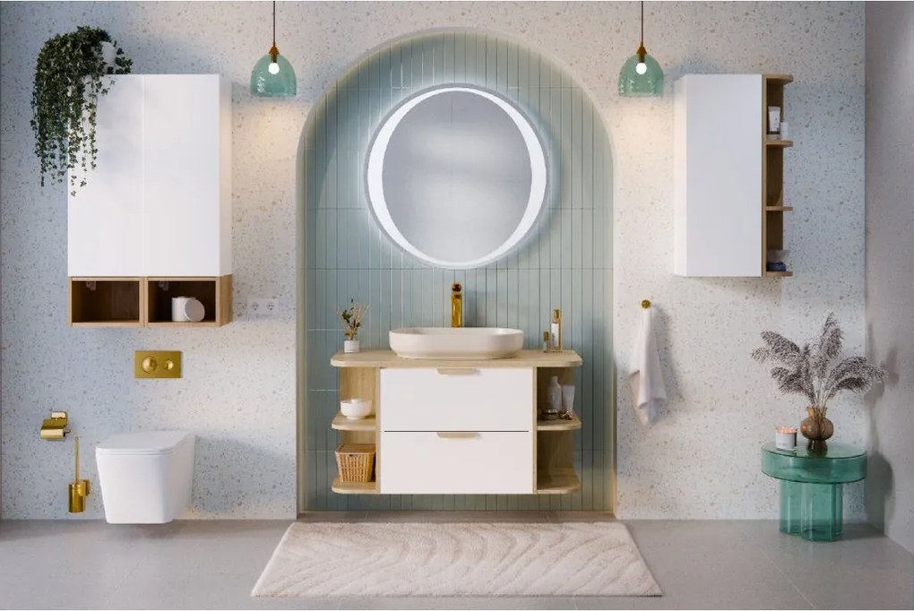 Comad Koupelnová skříňka s deskovým umyvadlem set Aster White 120 bílá/dub cremona