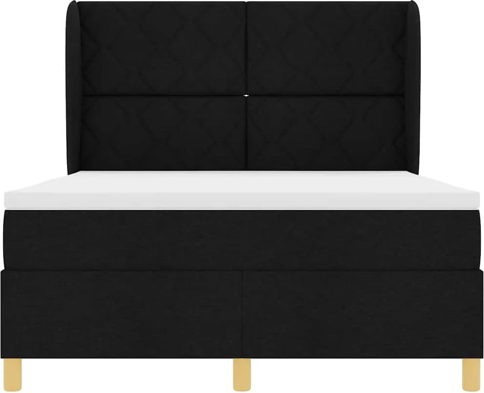 Postel s boxspringem s čelo Černý 200 x 160 cm textil 3340825