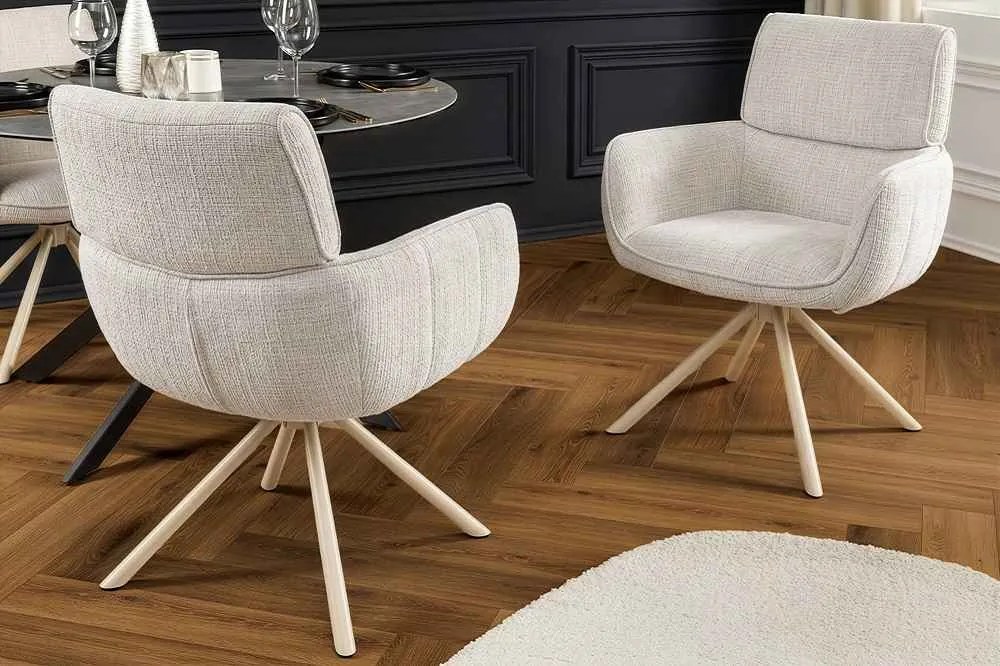 Designová otočná židle Parthenia šampaňská béžová