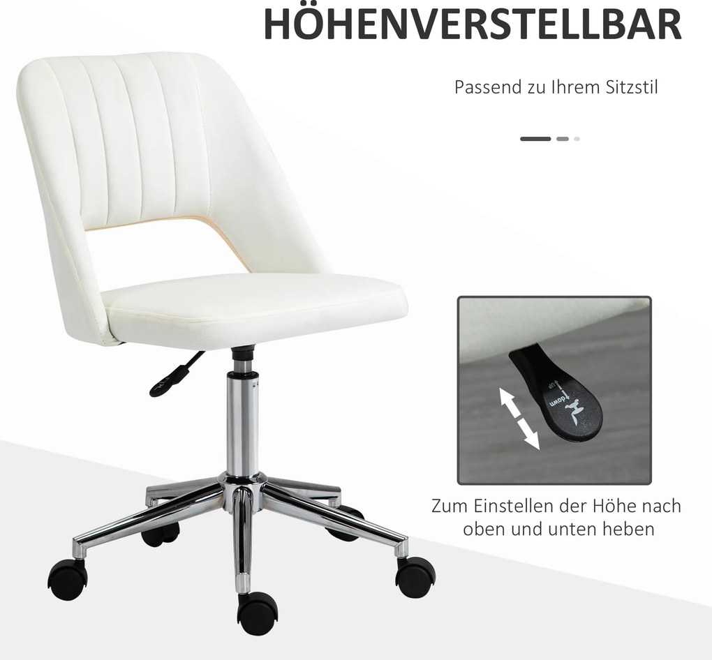 Otočná židle Vinsetto béžová, výškově nastavitelná kancelářská židle do obývacího pokoje a ke stolu, kompaktní, ergonomická a moderní | Aosom.de