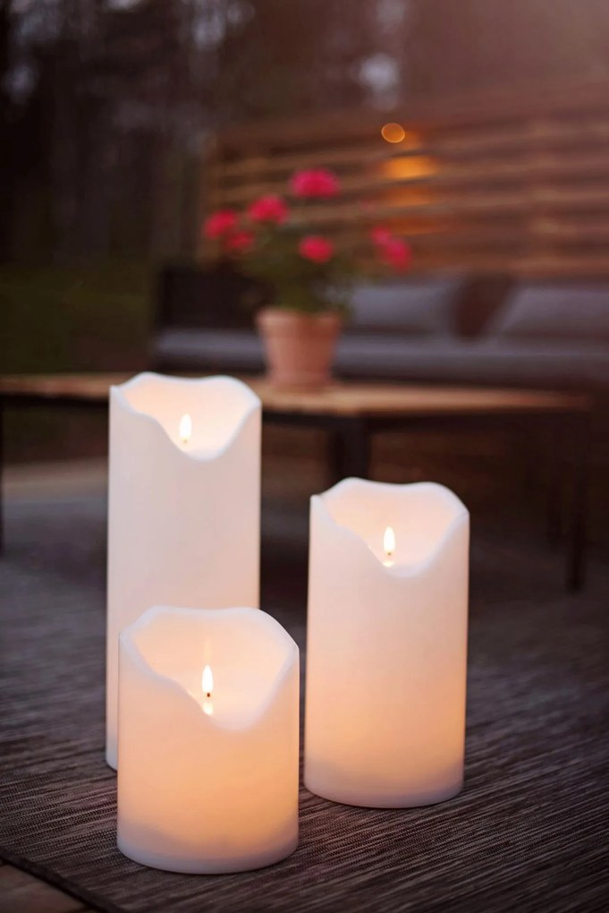 STAR TRADING Venkovní osvětlení LED Pillar Candle Flamme 40 cm, bílá barva, plast