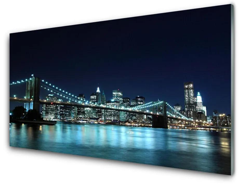 Obraz na skle Most Město Architektura Noc 120x60 cm