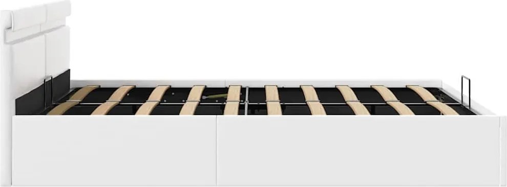 Rám postele LED s úložným prostorem bílý umělá kůže 180x200 cm 285551