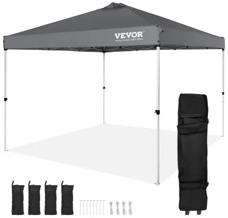 Párty stan VEVOR Pop Up Canopy 10 x 10 stop s přenosnou taškou pro kempování tmavě šedá