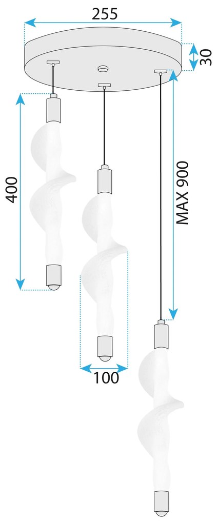 Toolight Moderní designové LED osvětlení G009-3CPR zlaté/bílé