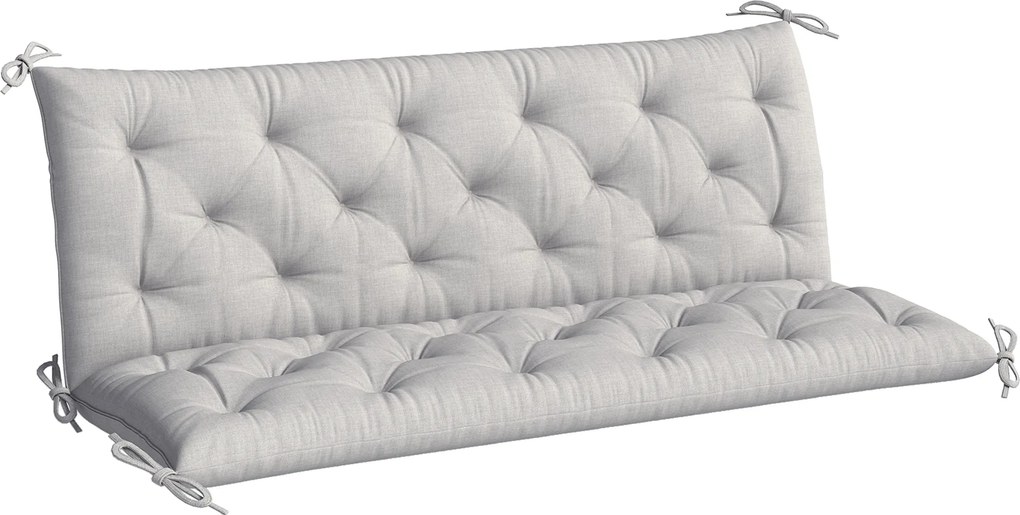 Outsunny Polštář na lavici pro 3 osoby 150x98x8 cm, Polštář s popruhy, Sedací polštář, Venkovní/ Vnitřní polštář na židli, Sedací podložka, Polštář n…