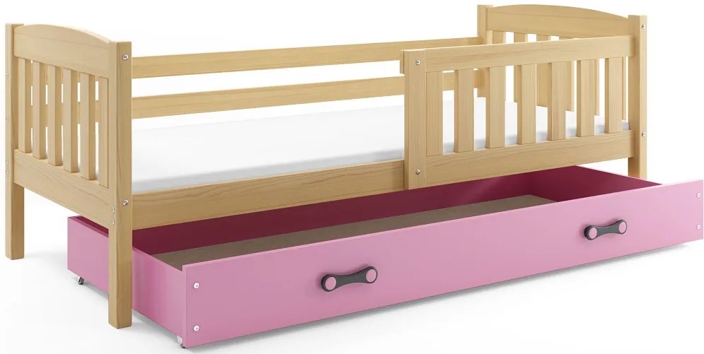 BMS Group Dětská postel s úložným prostorem KUBUS borovice Velikost postele: 160x80 cm, Barva šuplíku: Zelená