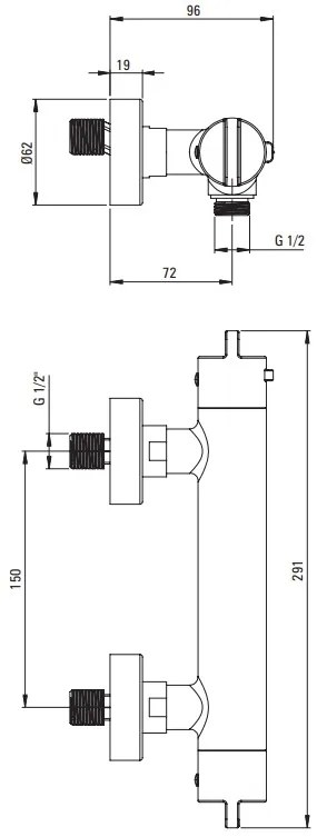 Deante Cascada, nástěnná sprchová baterie, černá matná, DEA-BCH_N4BT