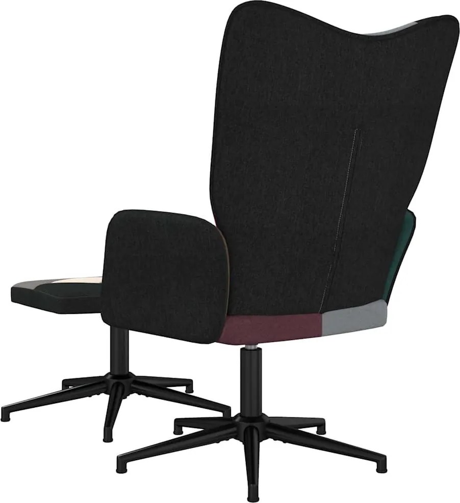Relaxační křeslo se stoličkou patchwork textil 328200