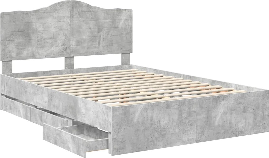 Rám postele s čelo Betonově šedá 160 x 200 cm Inženýrské dřevo 3413397