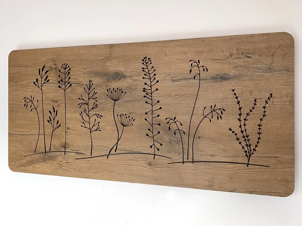 Li-Go "Louka" světelný obraz s baterií 90x42cm varianta ovládání: manuál/pohybové čidlo, provedení povrchu: ořech