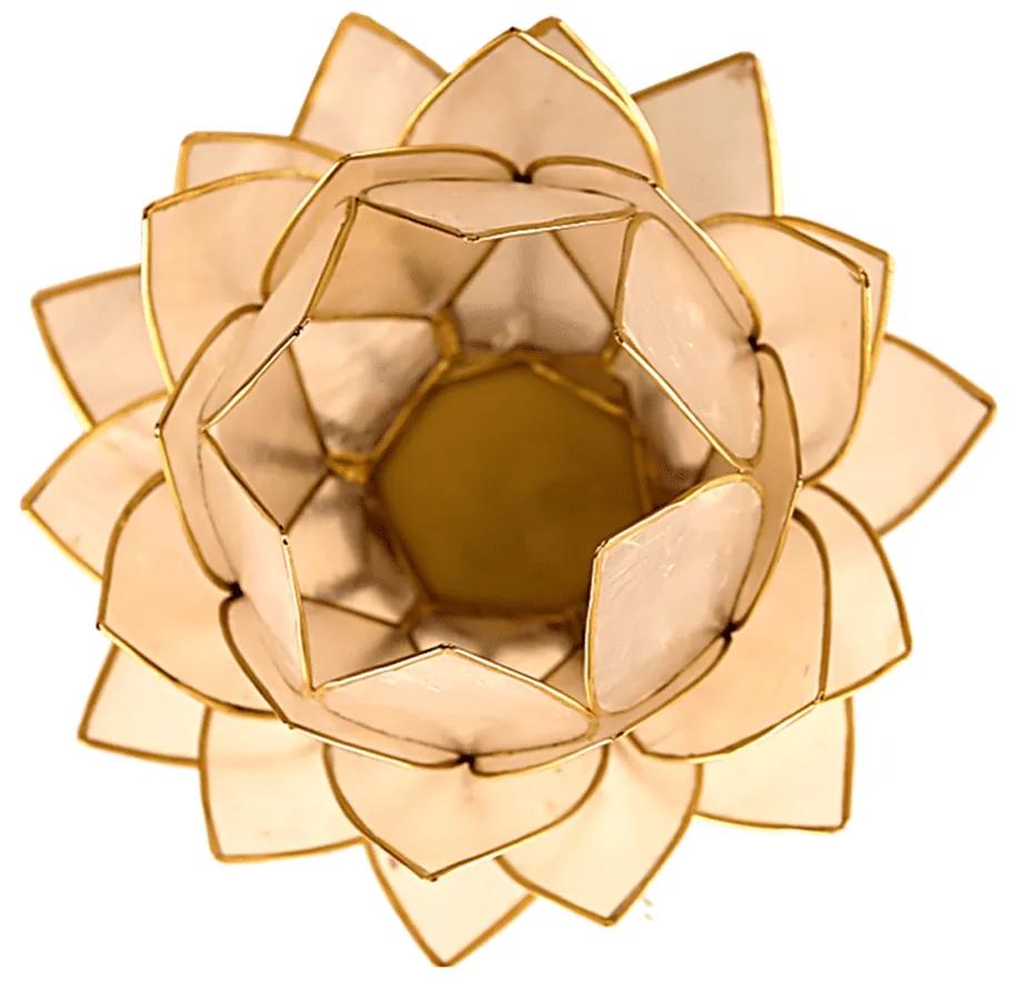 Milujeme Kameny Svícen - lotosový květ - bílý - velký kulatý