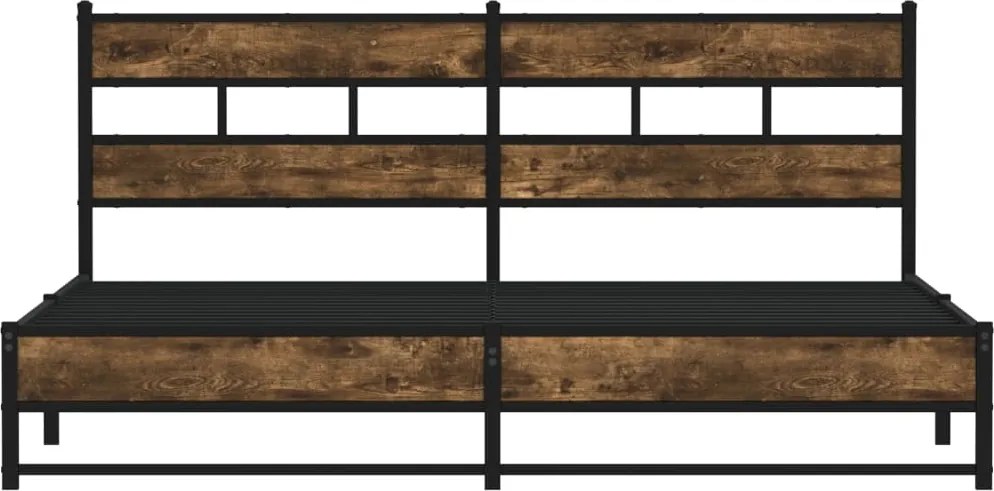 Kovový rám postele bez matrace kouřový dub 193 x 203 cm 3308488