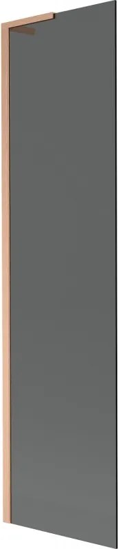 Mexen Next L, 1-křídlová vanová zástěna 50 x 150 cm, 6mm šedé sklo, měděný profil, 895-050-000-03-40-65