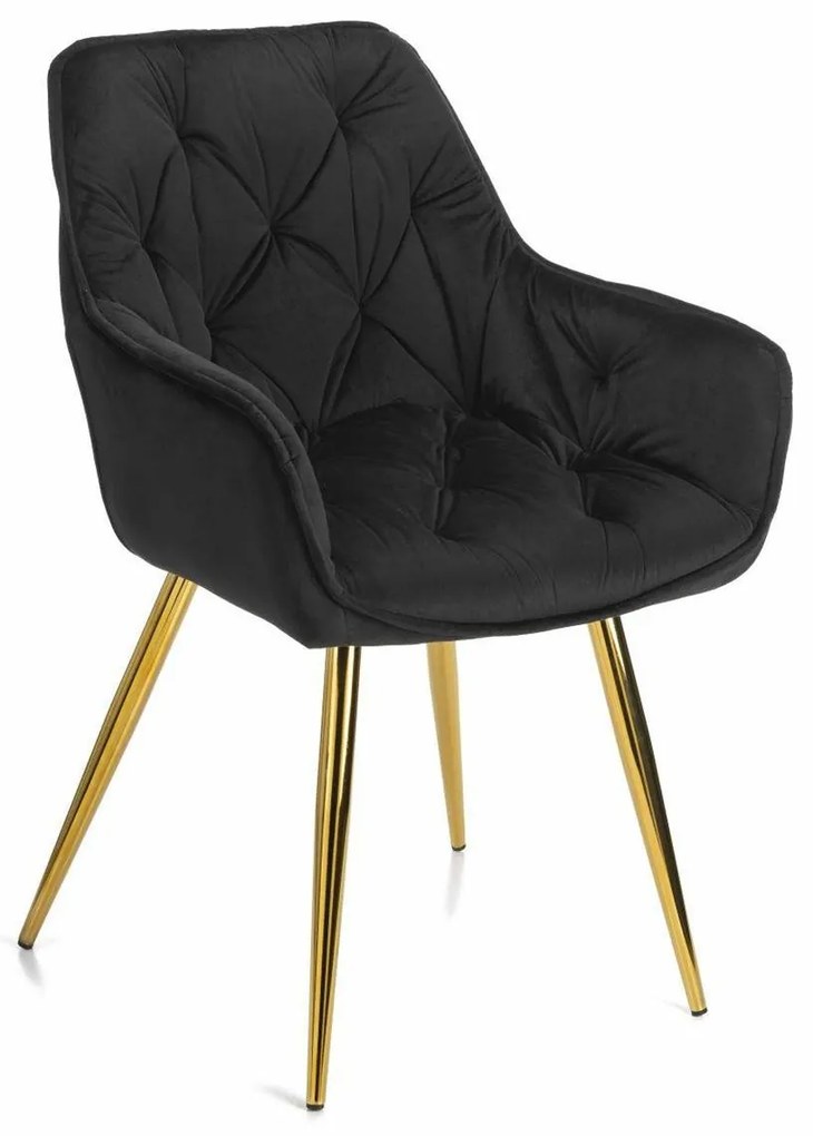 Prošívaná židle HANE černá/zlatá