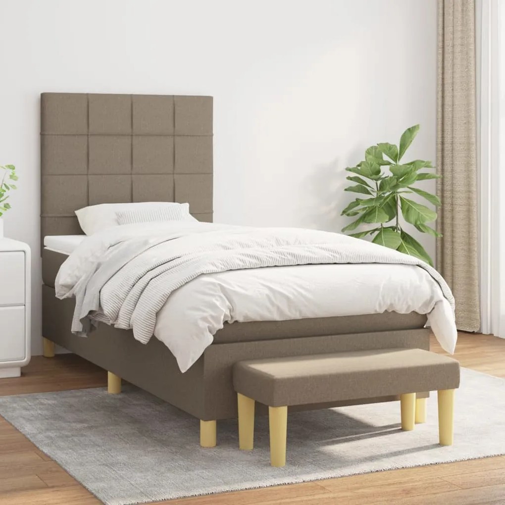 Box spring postel s matrací taupe 90x200 cm textil 3137129