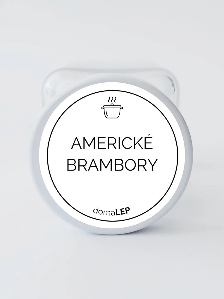 Samolepka na kořenky AMERICKÉ BRAMBORY bílá 5 cm základní písmo
