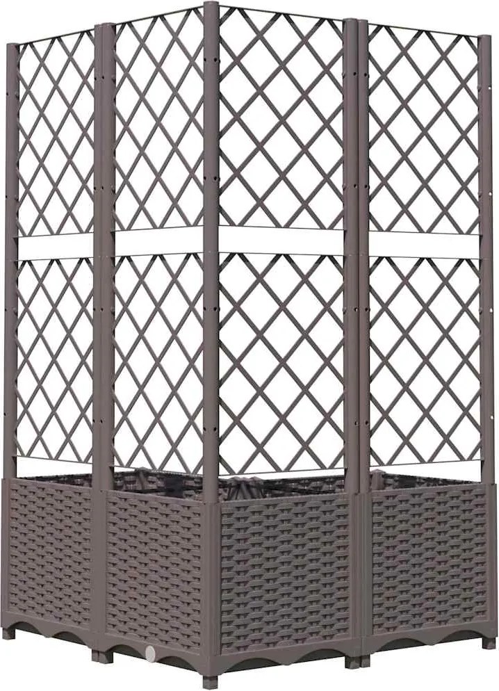 Zahradní truhlík s treláží hnědý 80 x 80 x 136 cm PP 318265