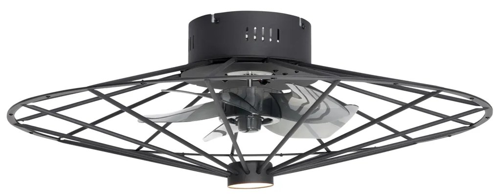 Stropní ventilátor černý 62 cm vč. LED stmívatelný s dálkovým ovládáním - Yaran