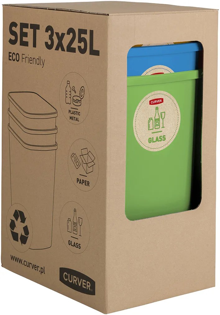 CURVER ECO Friendly 3x25L Set košů na tříděný odpad (modrá, zelená, žlutá) 02174-999