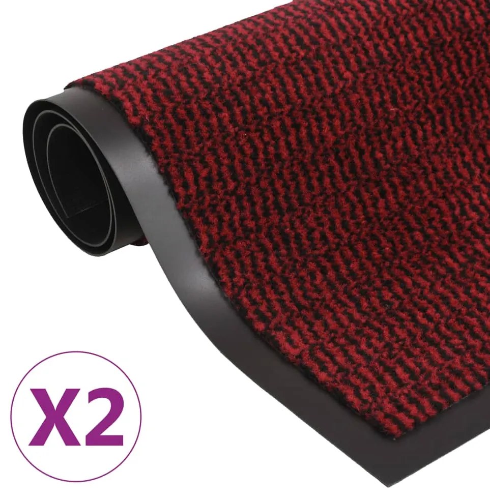 Protiprachové rohožky 2ks obdélník všívané 120 x 180 cm červené - Default Title