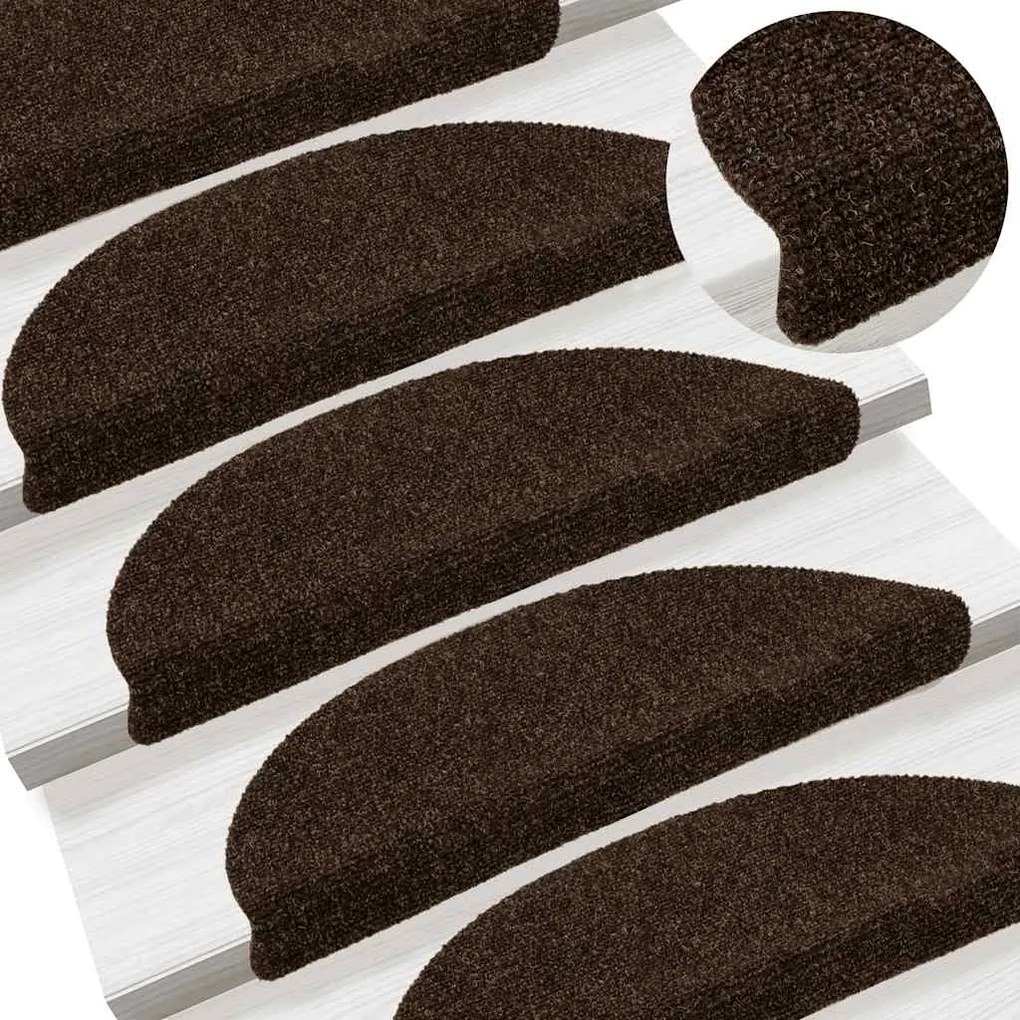 Schodové rohože samolepicí 20 ks 56 x 17 x 3 cm hnědé půlkulaté 3365674