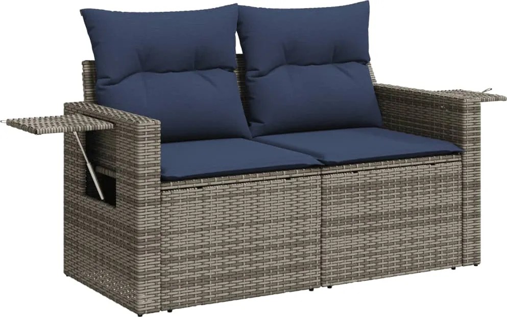 7dílná zahradní sedací souprava s polštáři šedá polyratan 3274981