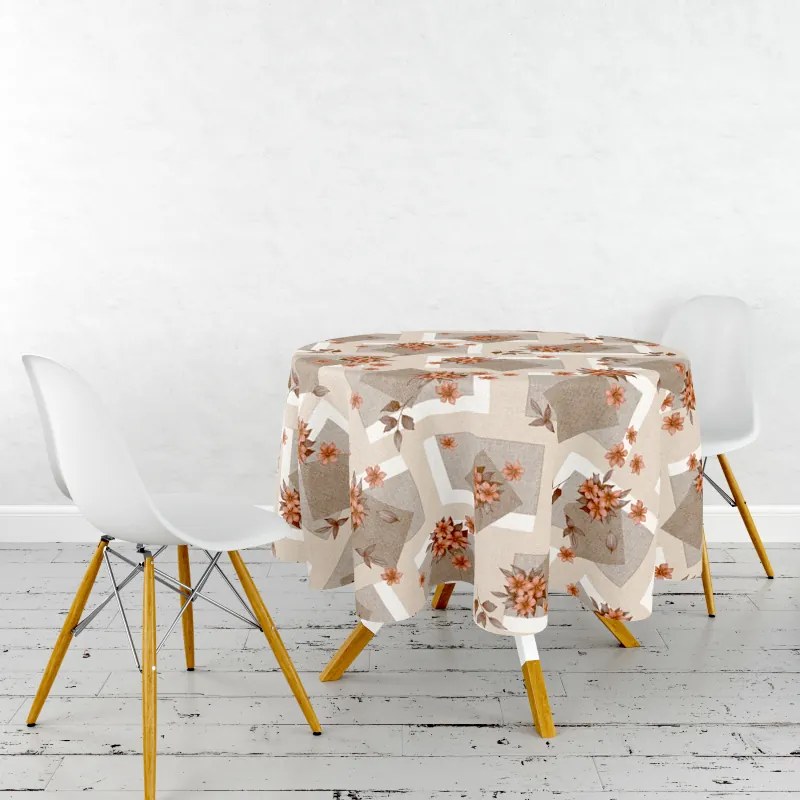 Ubrus PVC kulatý DE-120B – Béžová romance (různé velikosti)