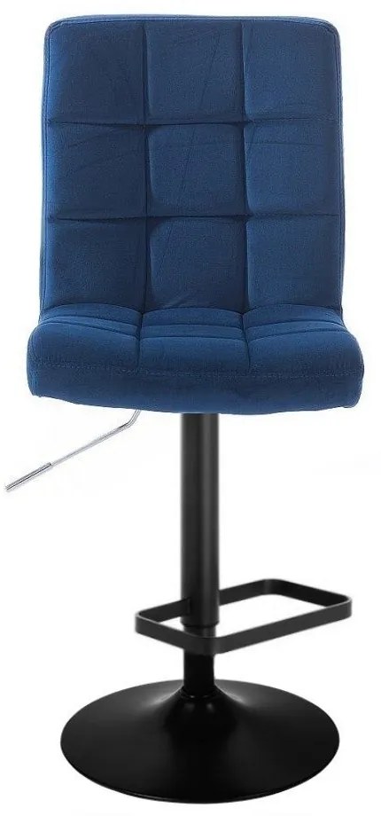 LuxuryForm DESIGN Barová židle TOLEDO VELUR na černé kulaté podstavě - modrá