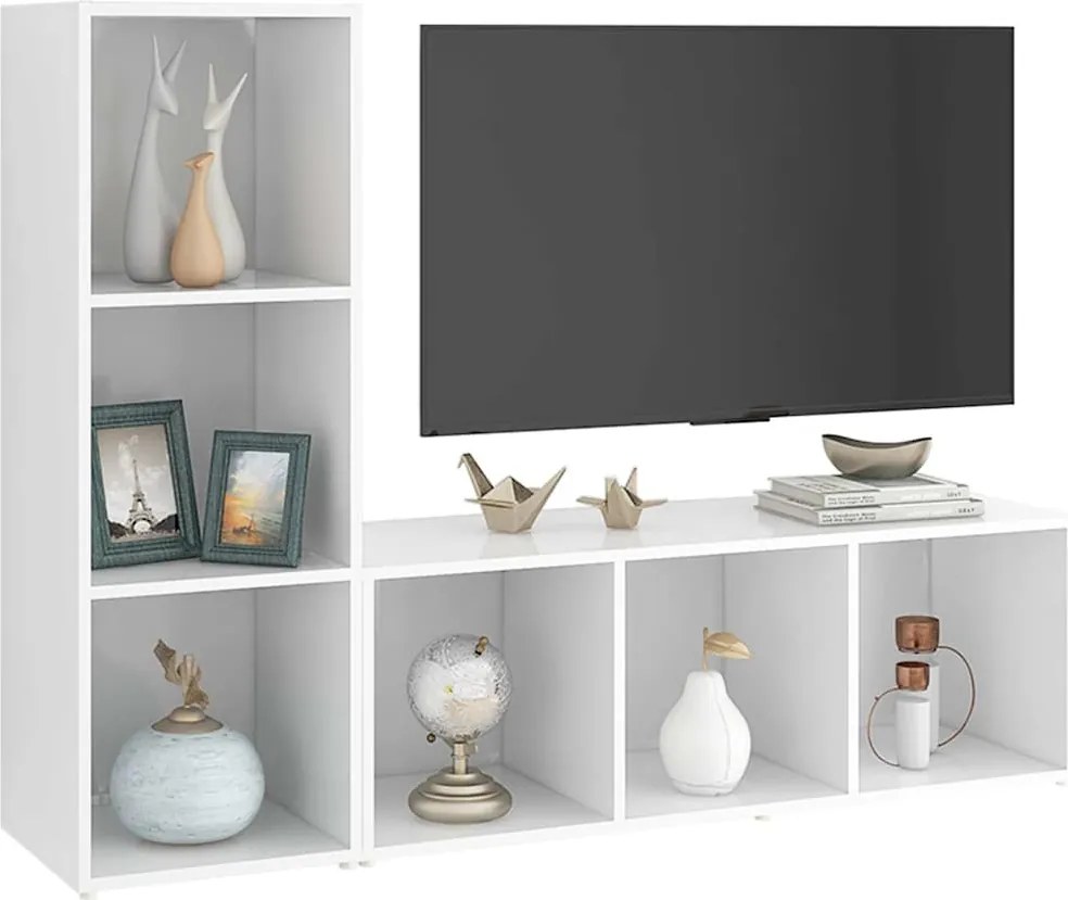 TV skříňky 2 ks bílé 107 x 35 x 37 cm dřevotříska 3079934