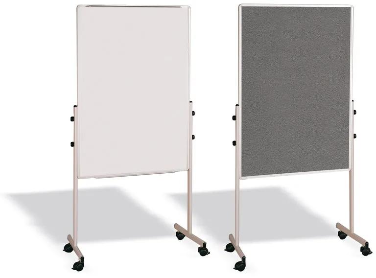 Bi-Office Mobilní kombinovaná tabule, bíla magnetická/šedá textilní, 700x1200 mm