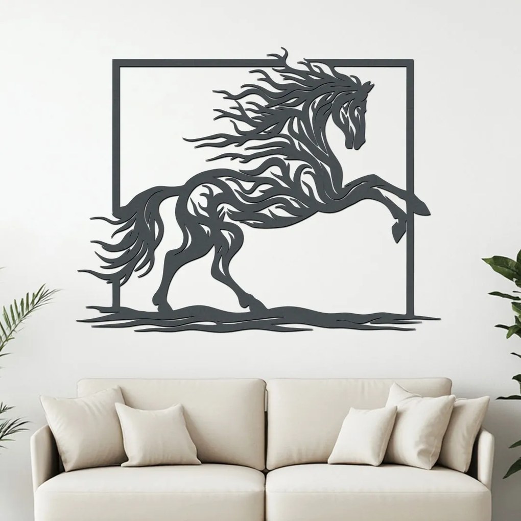 dřevo života Dřevěný obraz HORSE Zvolte rozměr (cm): 80x62, Zvolte barvu dekoru: Černá