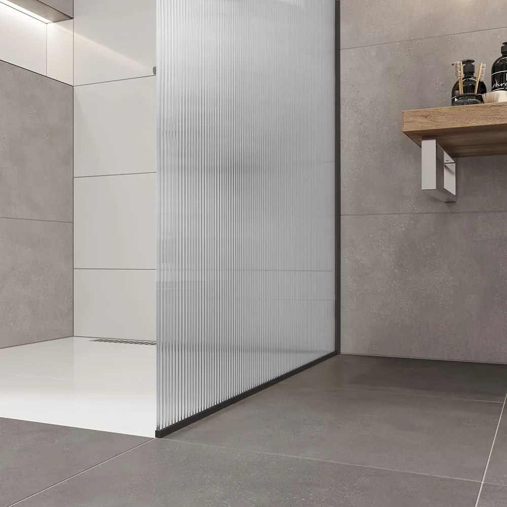 Mereo Mereo, Sprchová stěna WALK IN, Novea, black ALU, sklo Line, CK10600HBL