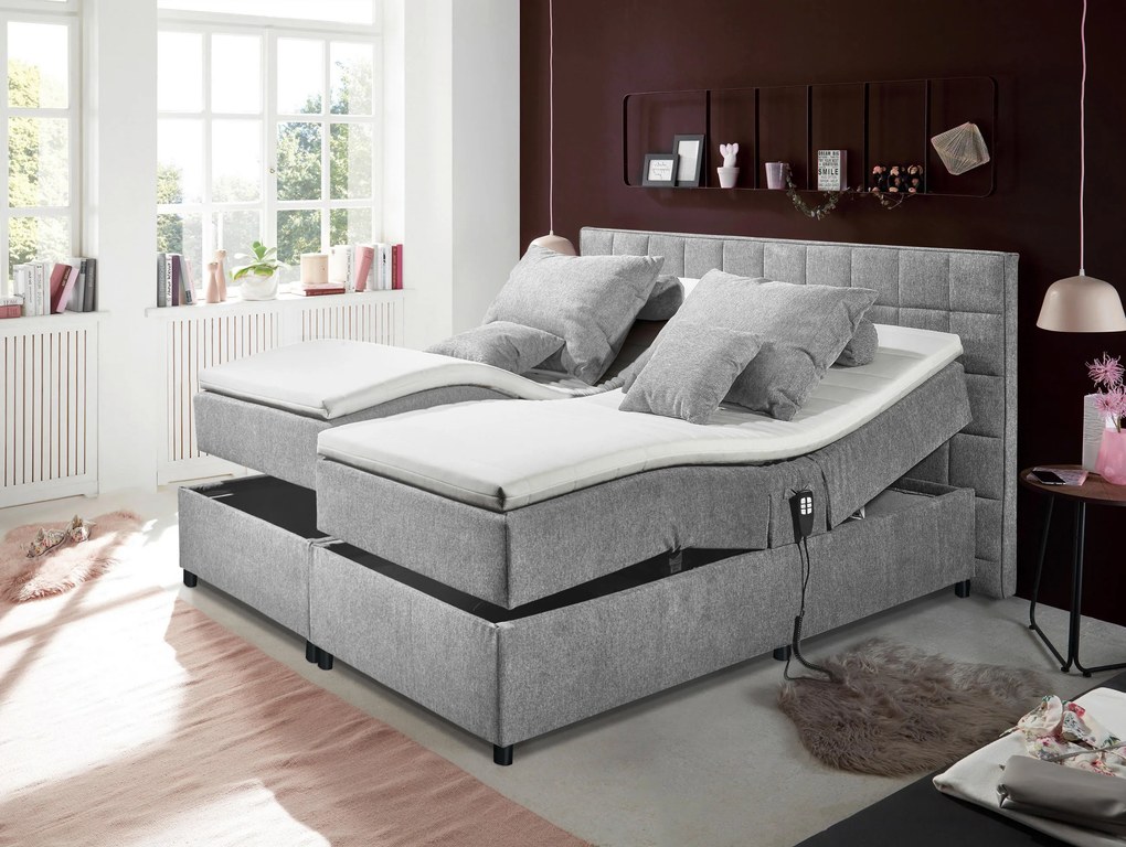 XXXLutz POSTEL BOXSPRING, 180/200 cm, světle šedá MID.YOU - Manželské postele - 002220029401