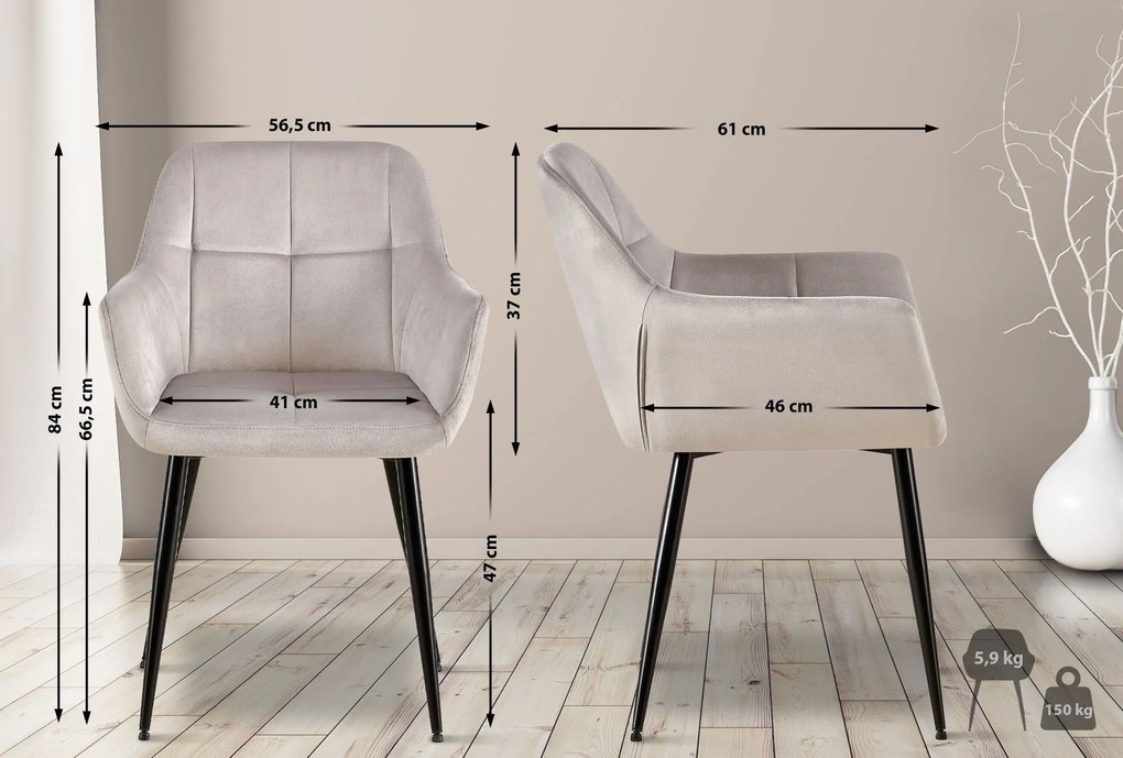 Konferenční židle Emia samet – světle šedá