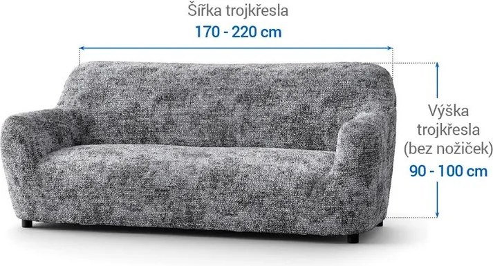 Bielastické potahy MARMO šedé trojkřeslo (š. 170 - 220 cm)