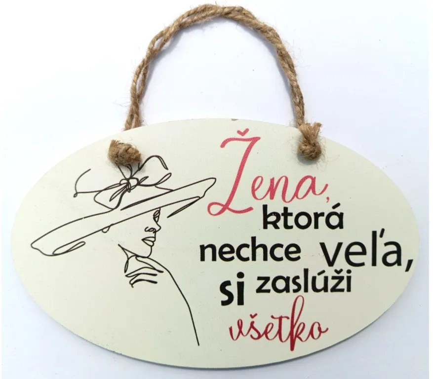 Bondecor Dřevěná dekorace - Žena, CZ/SK 18x11 cm Jazyk: CZ