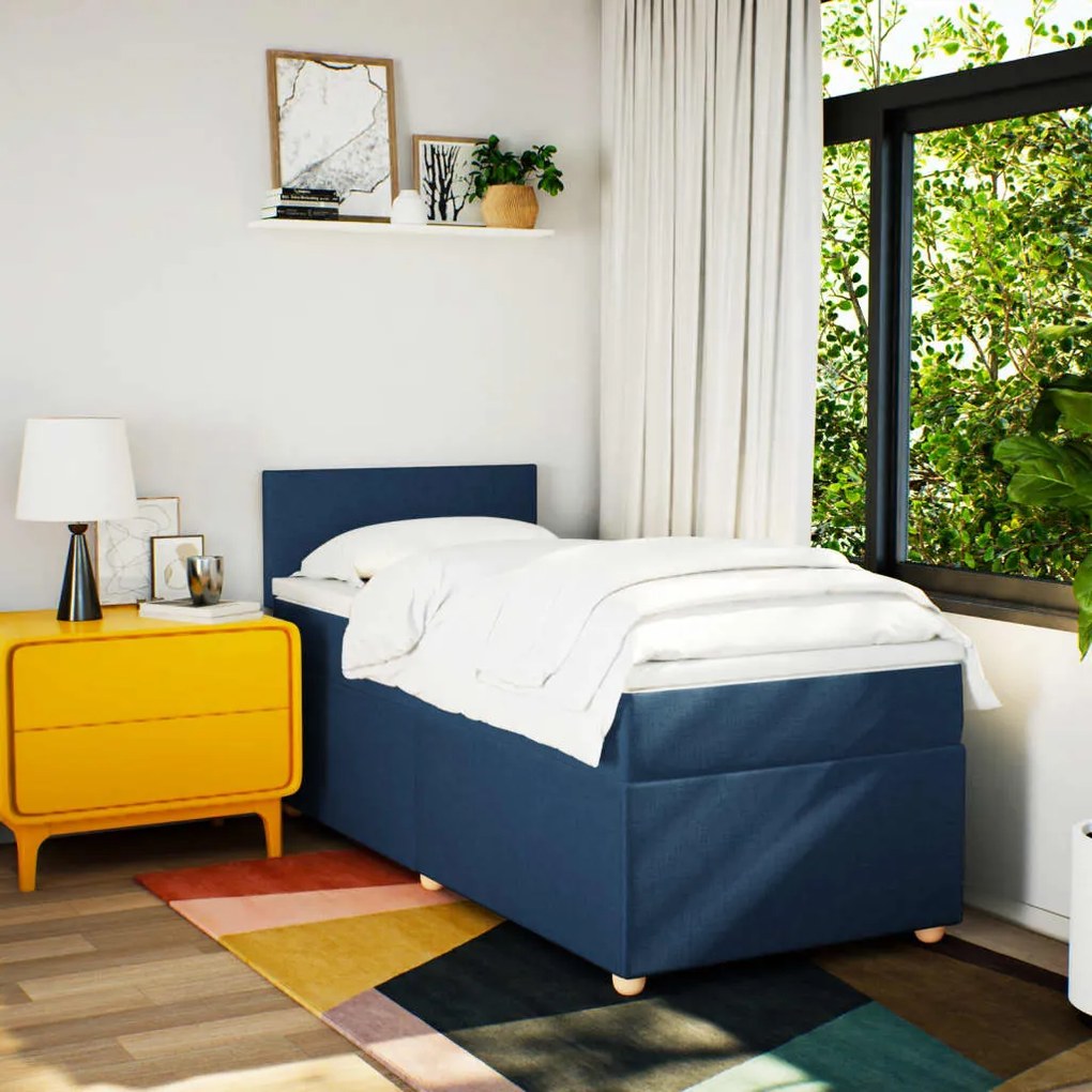 Box spring postel s matrací modrá 80x200 cm textil 3286506
