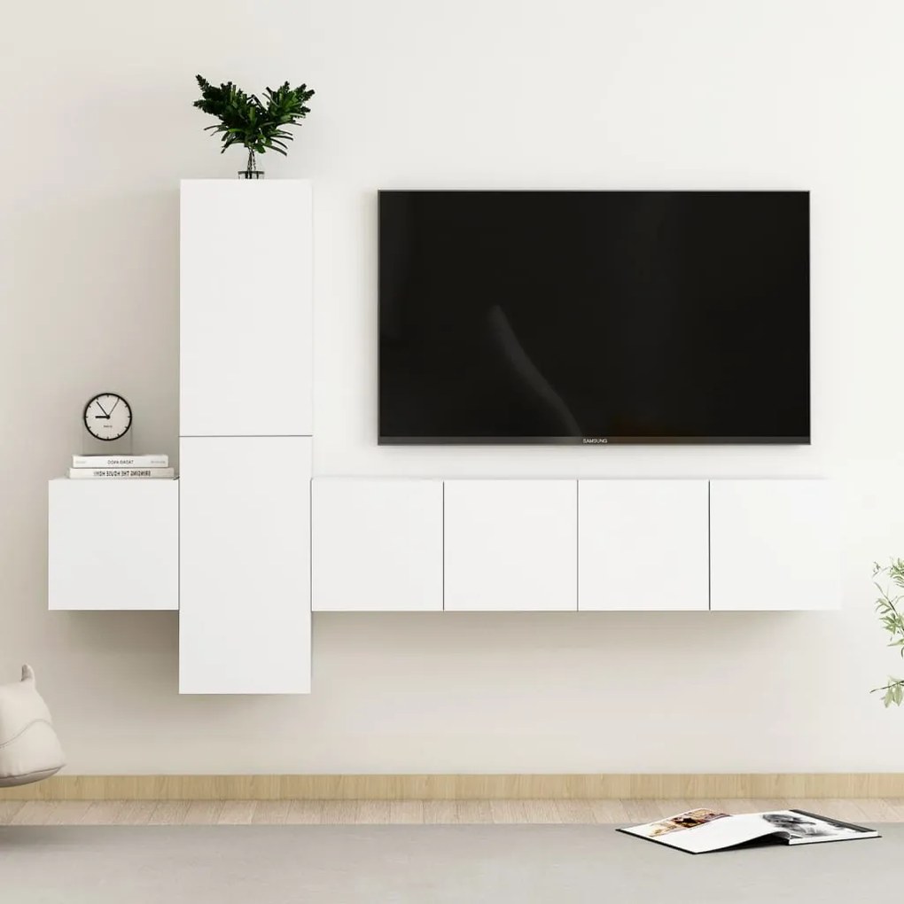 5dílný set TV skříněk bílý kompozitní dřevo 3078653