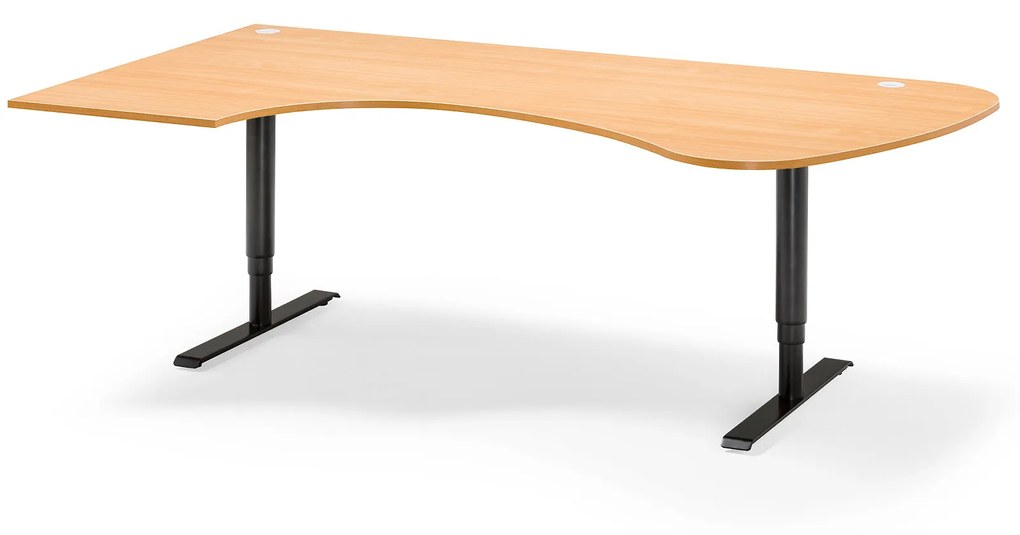 AJ Produkty Rohový stůl Adeptus, levý, 2200x1200 mm, buk, černá